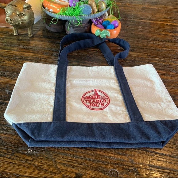 Trader Joe’s | Other | Trader Joes Canvas Cotton Shopping Bag Navy ...